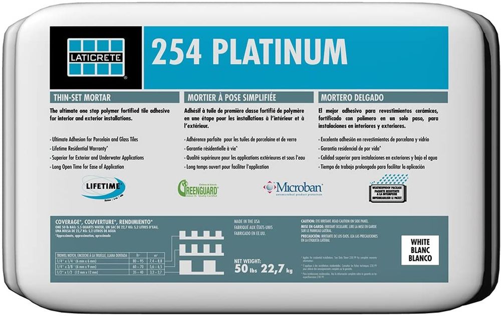 Laticrete 254 Platinum Thin-Set Mortar White 50 lb (0254-0050-22) | FloorBox