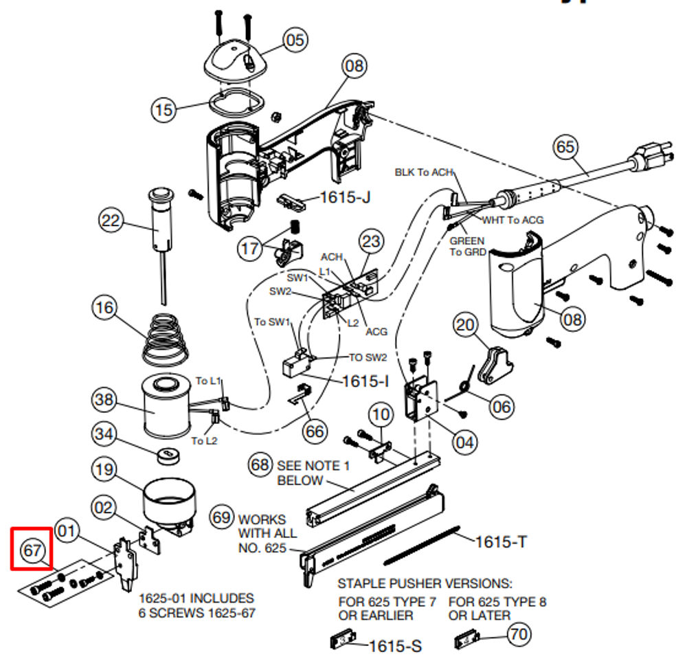 Crain Front Guide Screws for no. 625 (Pack of 6) (1625-67) | FloorBox