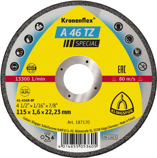 Klingspor - Kronenflex® cut-off wheels 1,6 - 1,9 mm A 46 TZ Special 4-1 ...