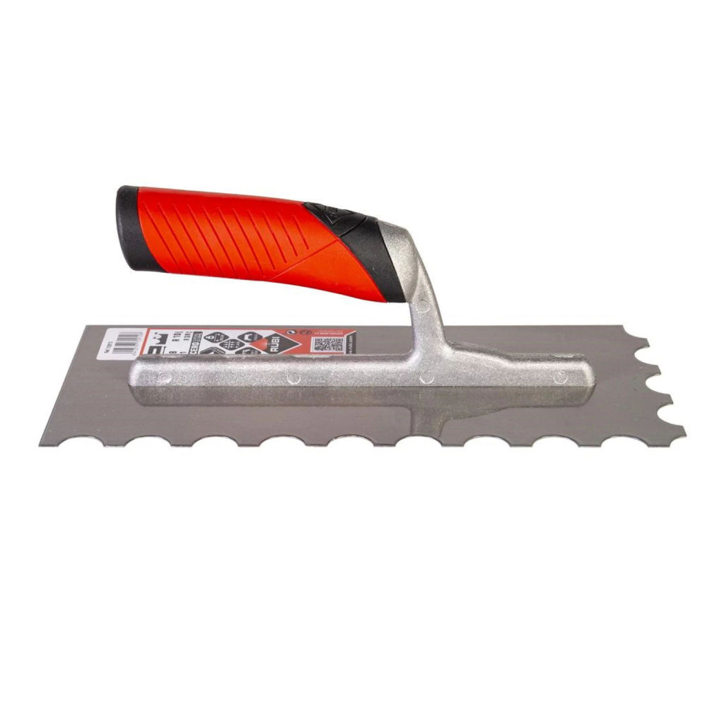 Rubi Round Notched Trowel Pro 11" Steel 3/8" x 3/8" with Ergonomic ...