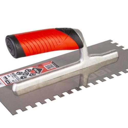 Rubi - Square Notched Trowel Pro 11" Steel 3/8" x 3/8" with Ergonomic ...