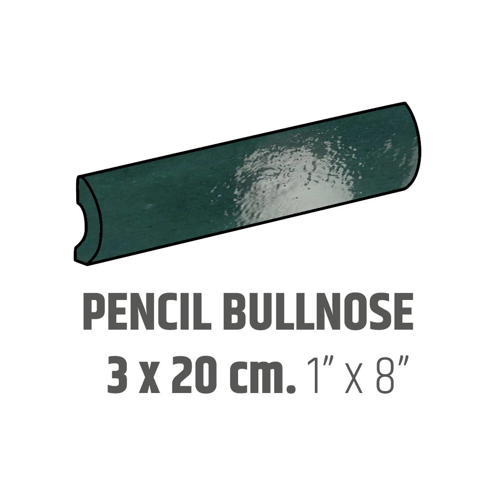 Centura Ceramic Wall Molding Pencil Bullnose Artisan Moss Green Glossy ...
