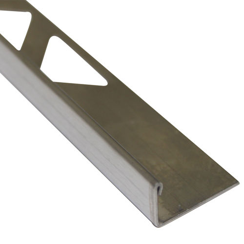M-D PRO - Flat Tile Edge, Brushed Stainless Steel - 3/8" x 8' | FloorBox