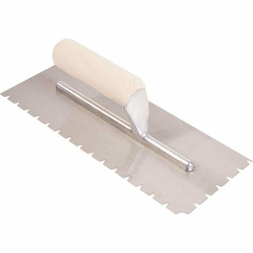QEP - V-Notched Trowel 4-1/2" x 11" Steel 3/16" x 1/4" x 1/2" with Wood ...
