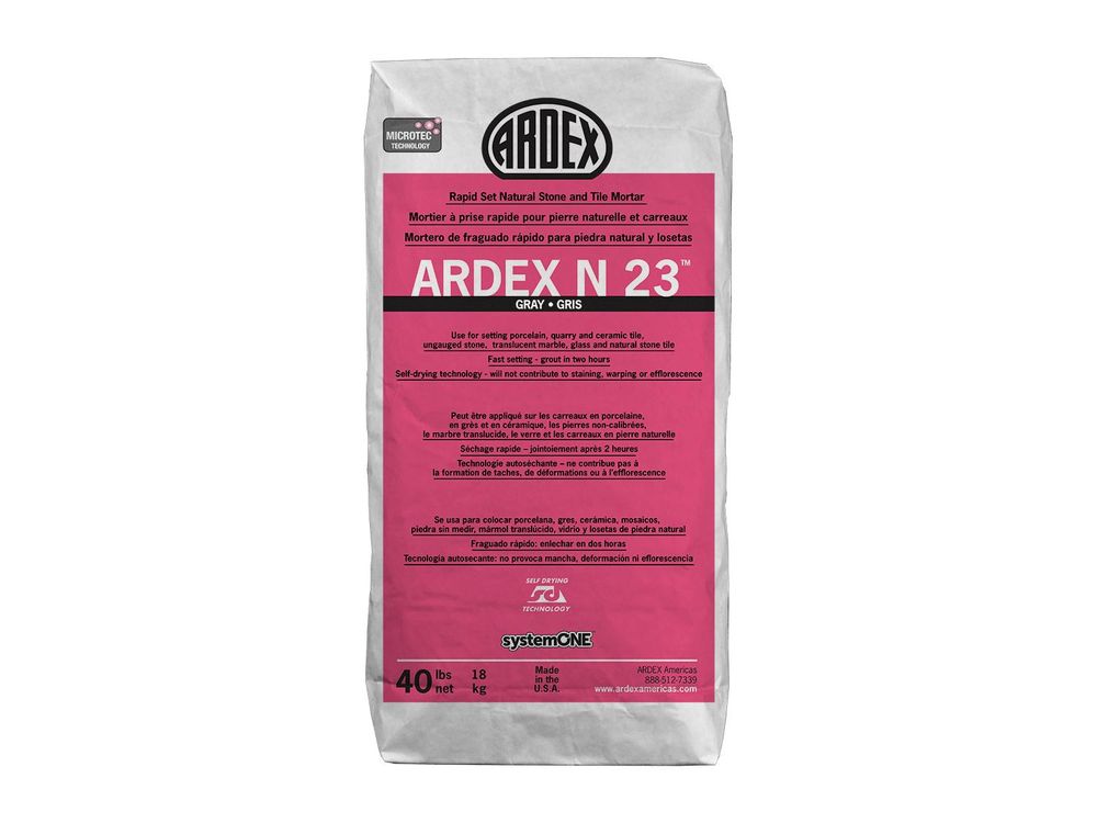 Ardex N 23 MICROTEC Rapid-Set Natural Stone & Tile Mortar, Gray - 40 lb ...