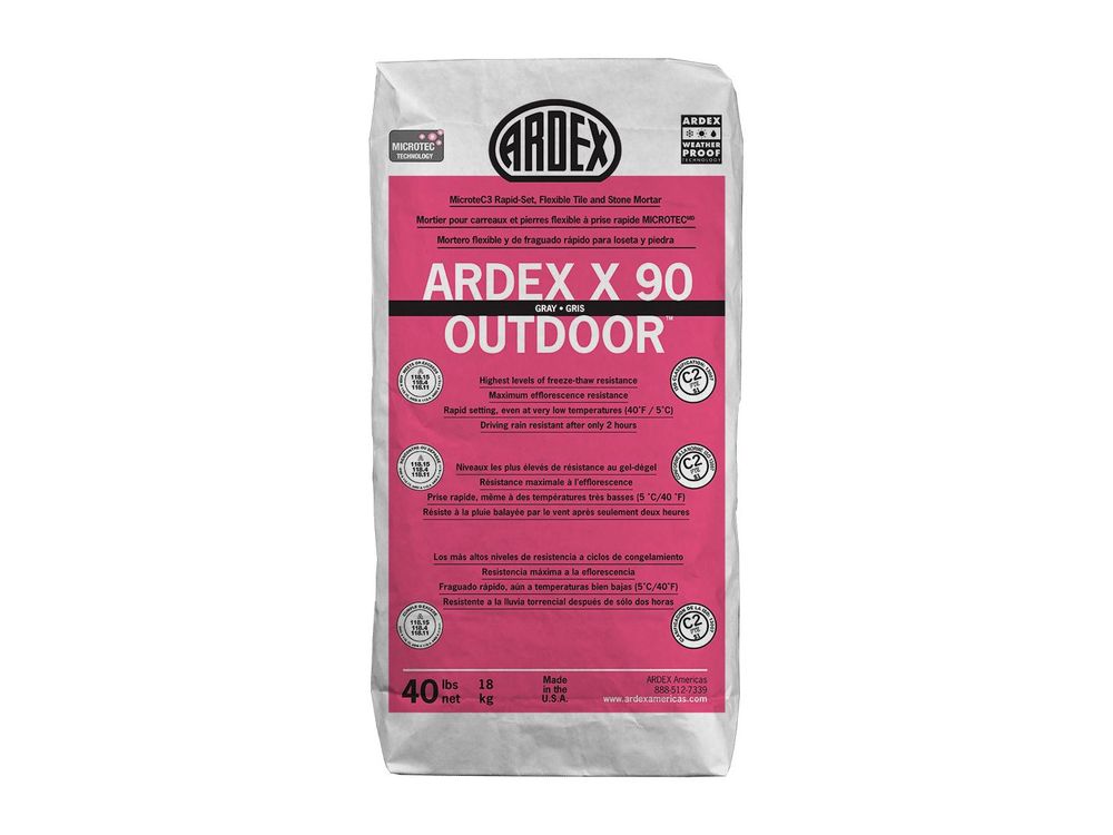 Ardex X 90 OUTDOOR MicroteC3 Rapid-Set Flexible Tile & Stone Mortar, Gray - 40 lb (25930) | FloorBox