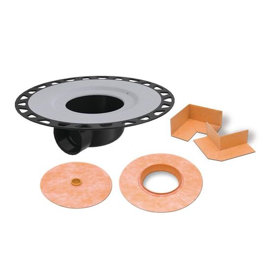 Schluter KERDI DRAIN H Flange Kit with Horizontal Outlet with Corners and Seals PVC Plastic FloorBox