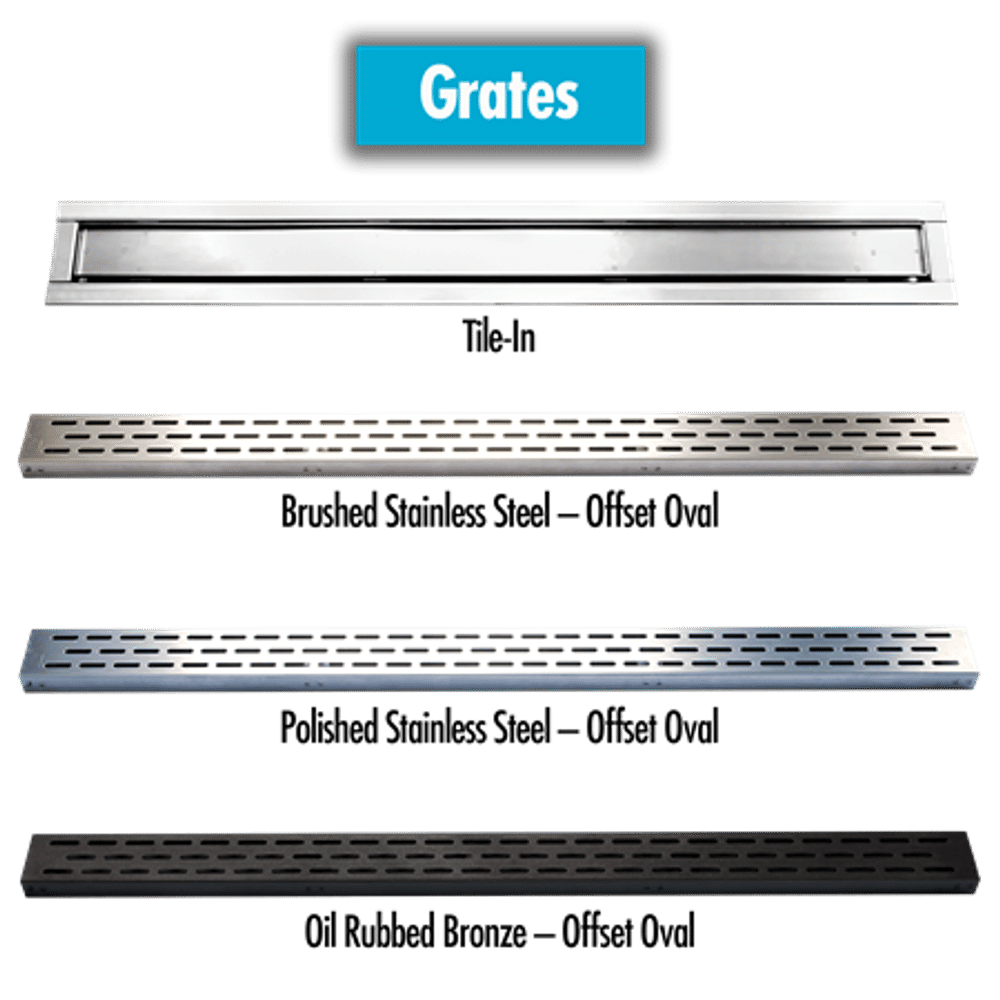 Laticrete Hydro Ban Linear Offset Oval Drain Grate Brushed Stainless ...