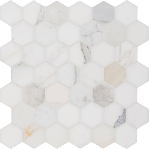 MSI Surfaces - Mosaic Tiles Calacatta Gold Polished 2" Hexagon 12" x 12 ...