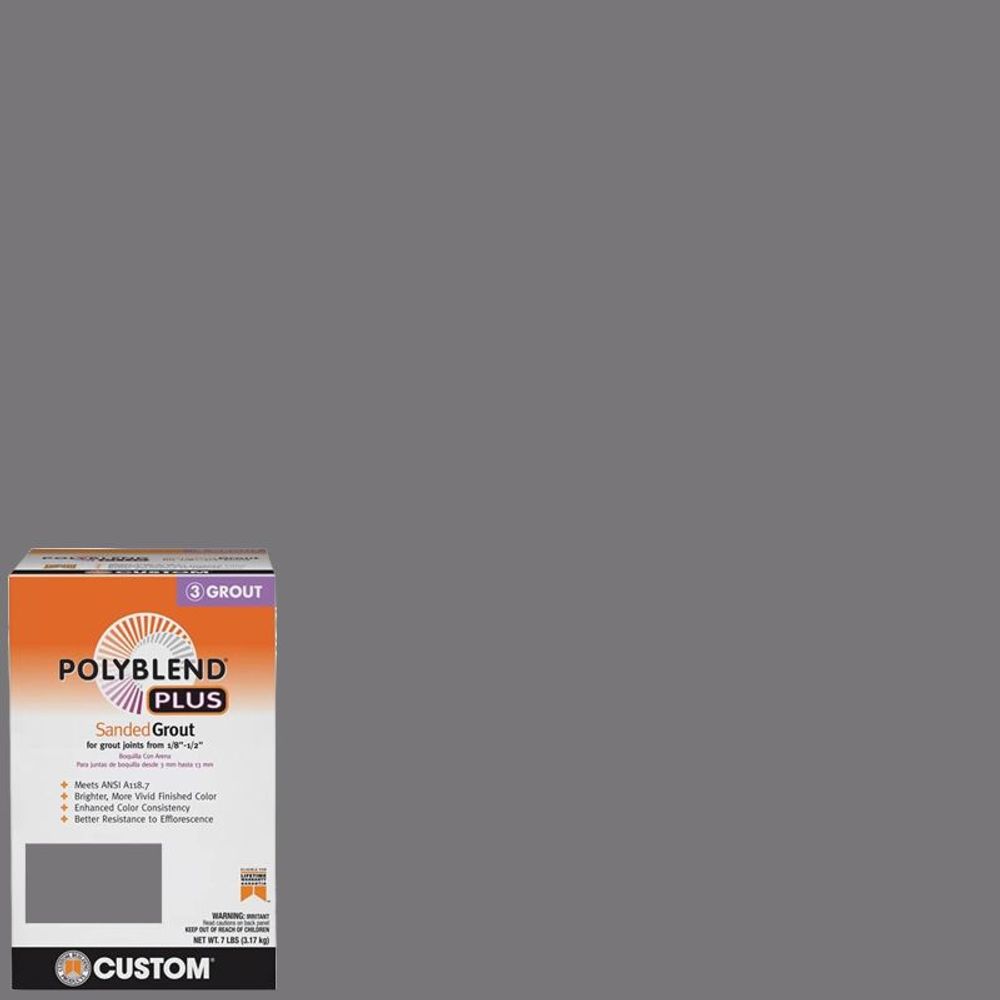 Custom Building Products Sanded Grout PolyBlend Plus #19 Pewter 7 lb ...
