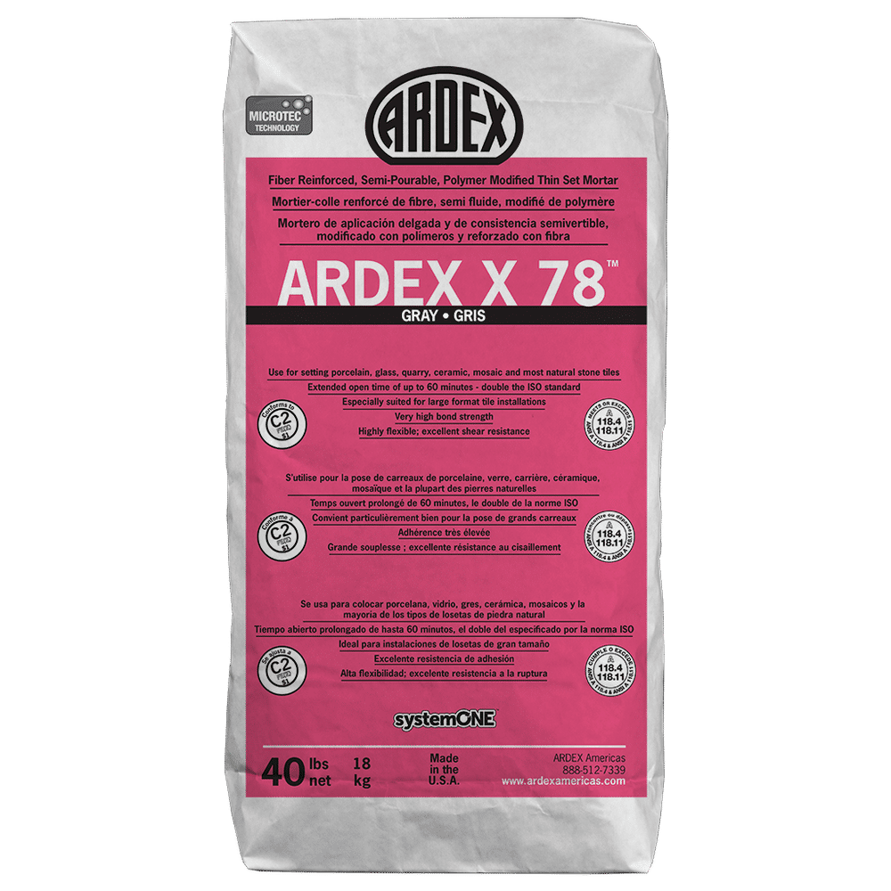 Ardex X 78 Fiber-Reinforced Semi-Pourable Thin-Set Mortar, Gray - 40 lb ...