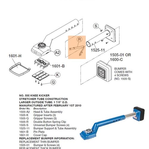 Crain - Double Button Spring Clip for 505 Knee Kicker - 1505-R | FloorBox