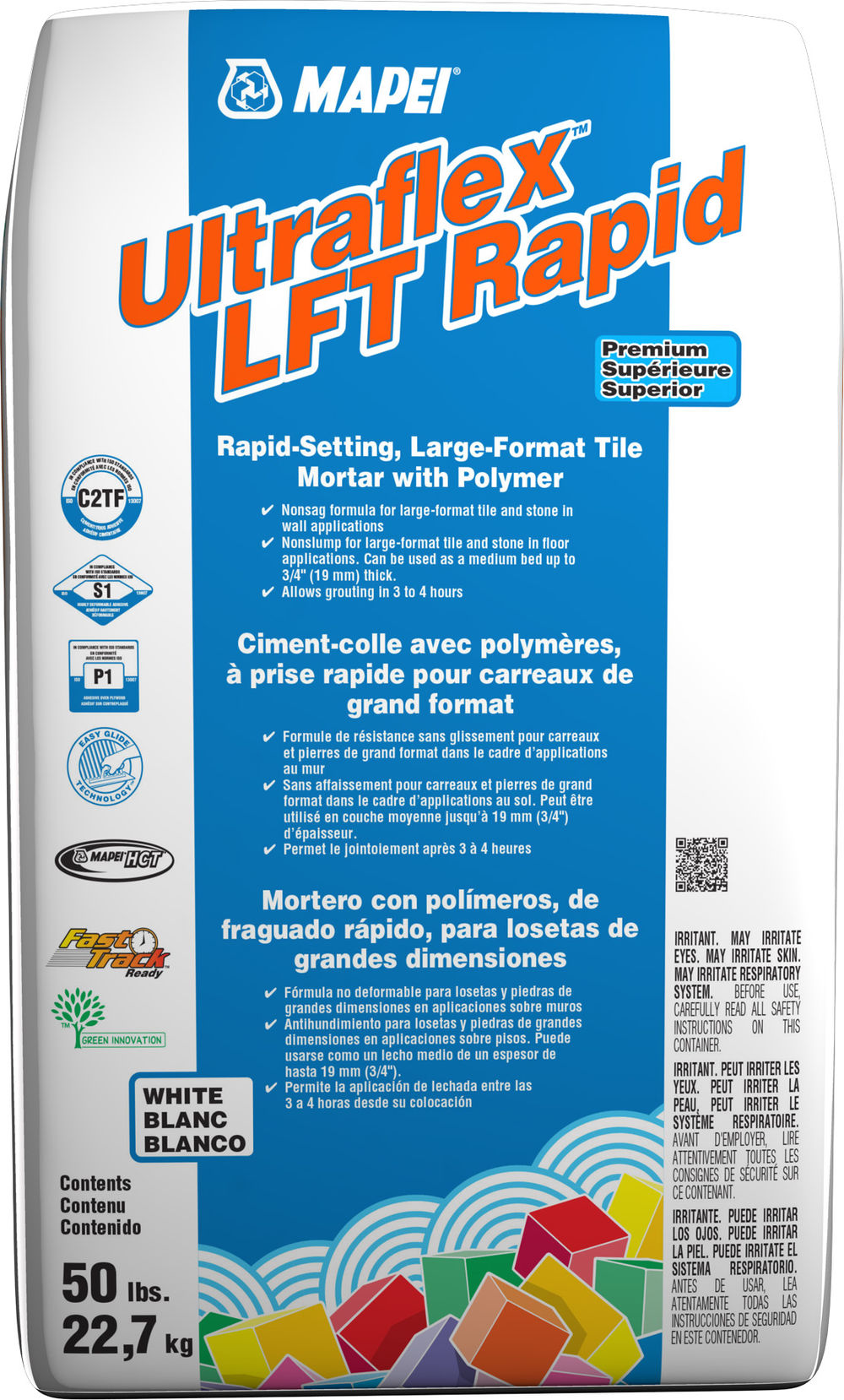 Mapei Ultraflex LFT Rapid Fast-Setting Large & Heavy Tile Mortar, White ...