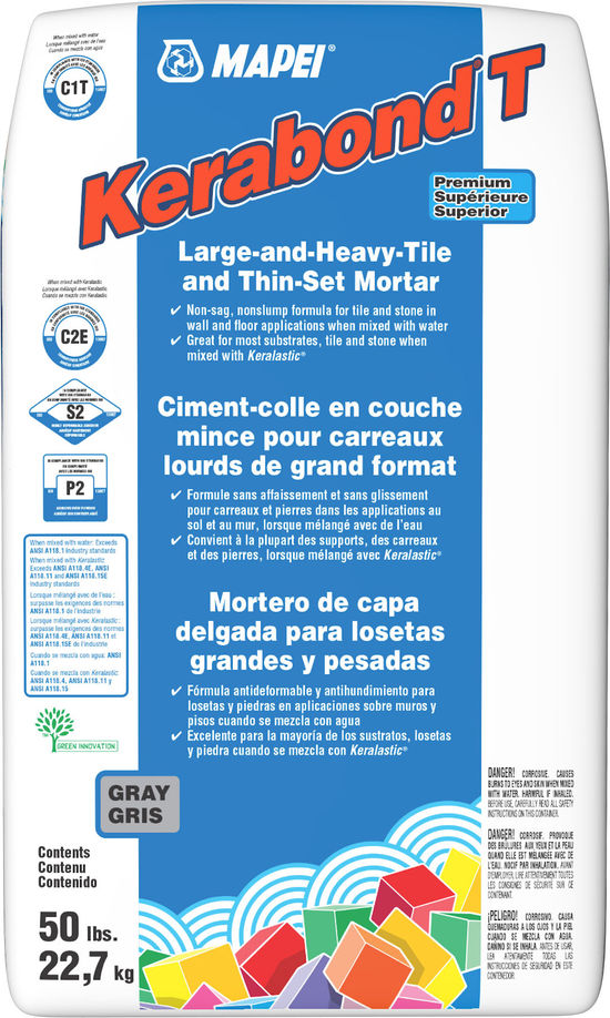 Mapei - Kerabond T Premium Large & Heavy Tile ThinSet Mortar Grey 50 lb ...
