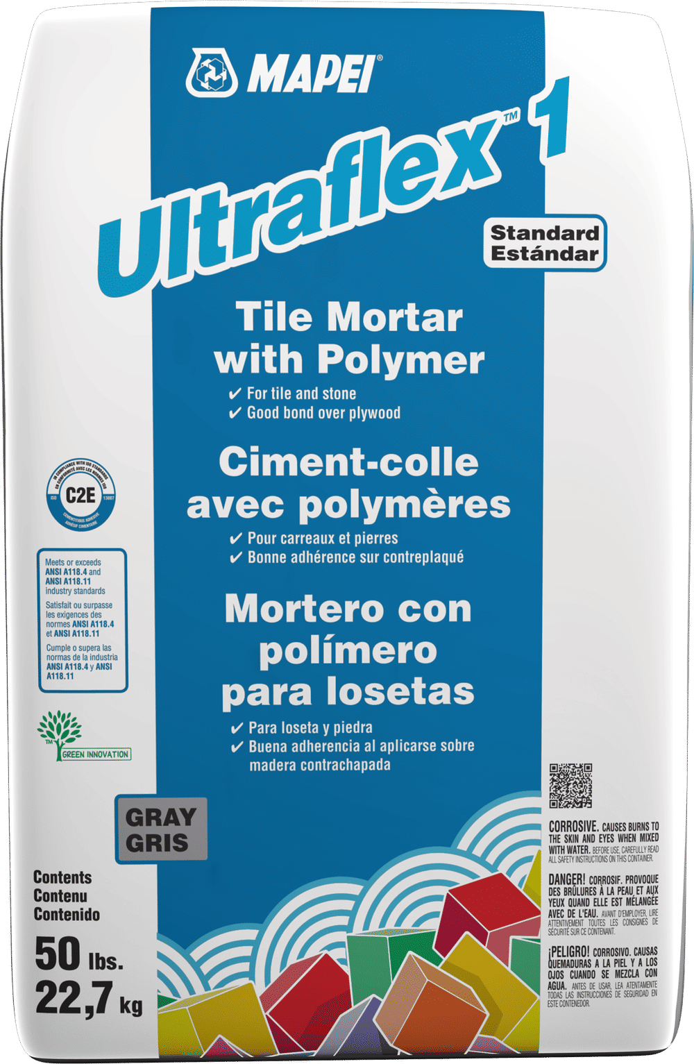 Mapei Ultraflex 1 Ciment-colle modifié aux polymères, Gris - 50 lb ...