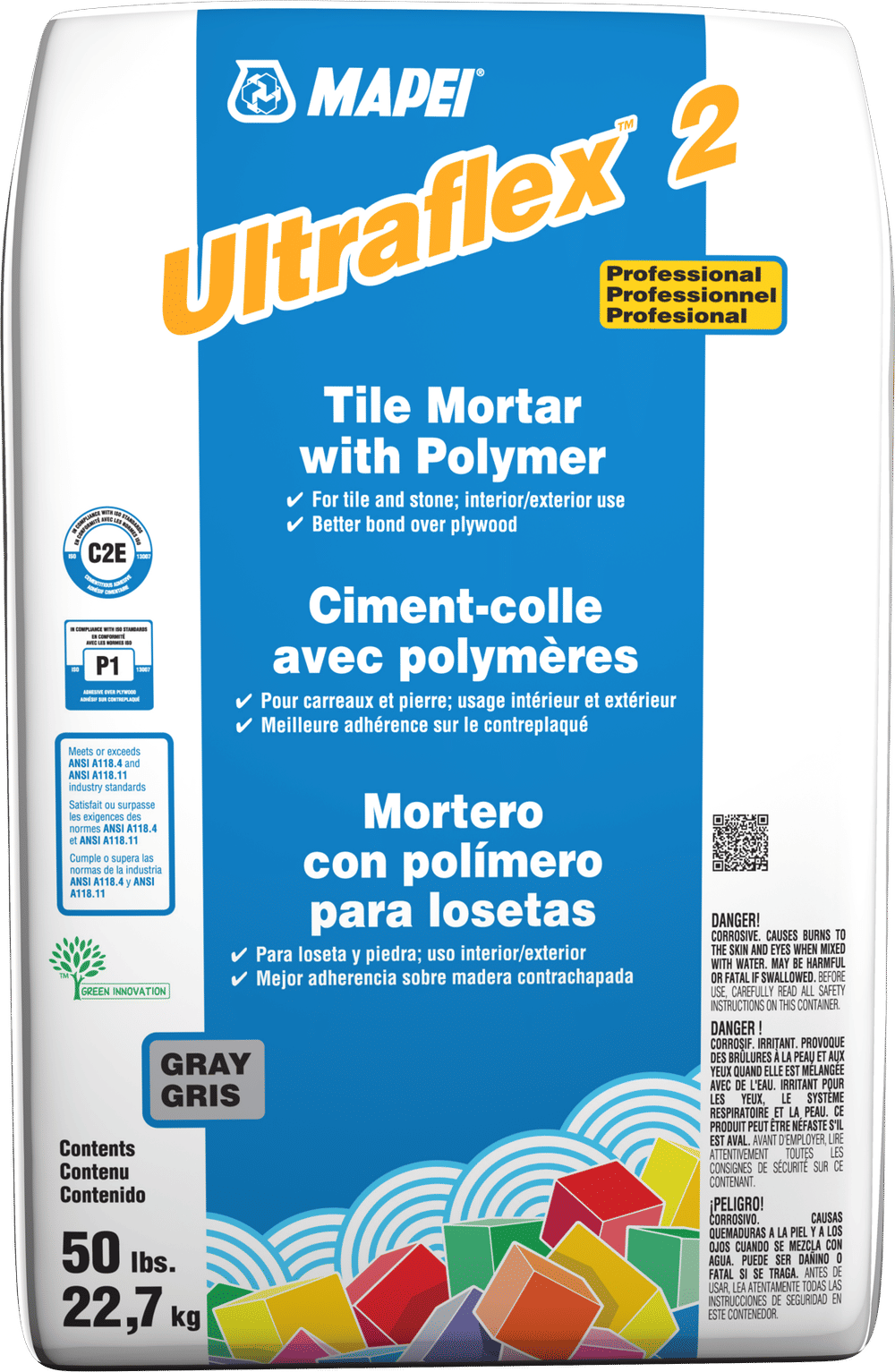 Mapei Ultraflex 2 Professional Tile Mortar with Polymer, Gray - 50 lb ...